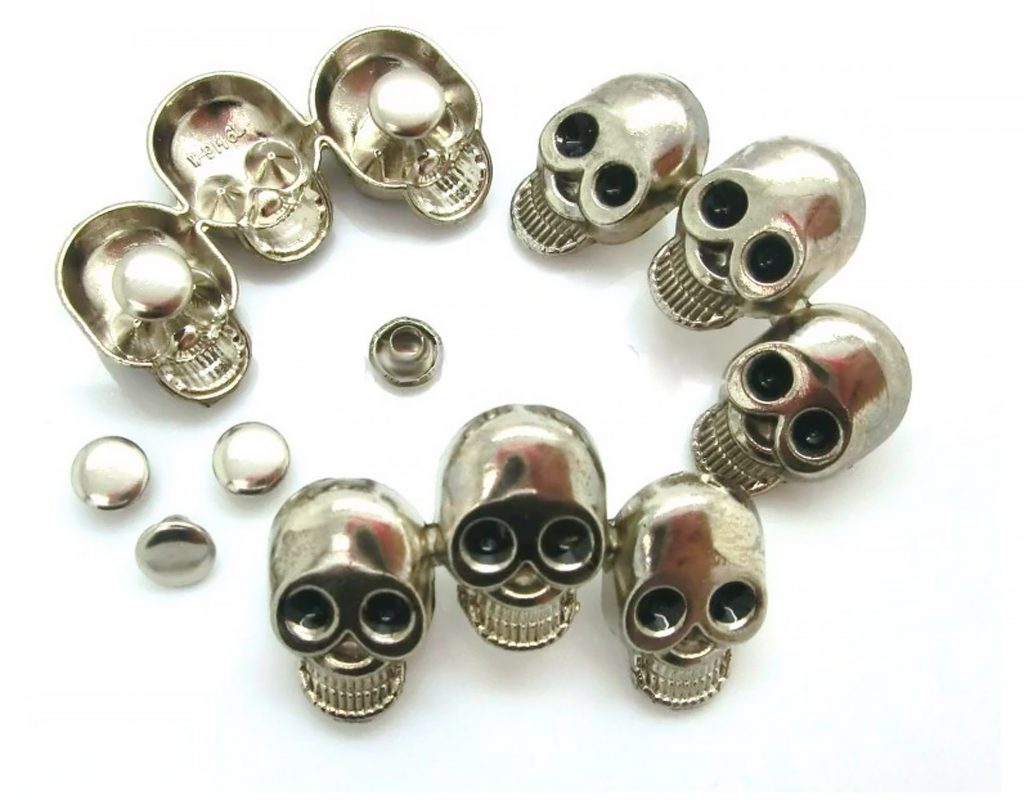 Skulls 3 Punk Rivets Silver Tone enamel eyes 41x26mm Pkt 2 or 4 – Jasz ...