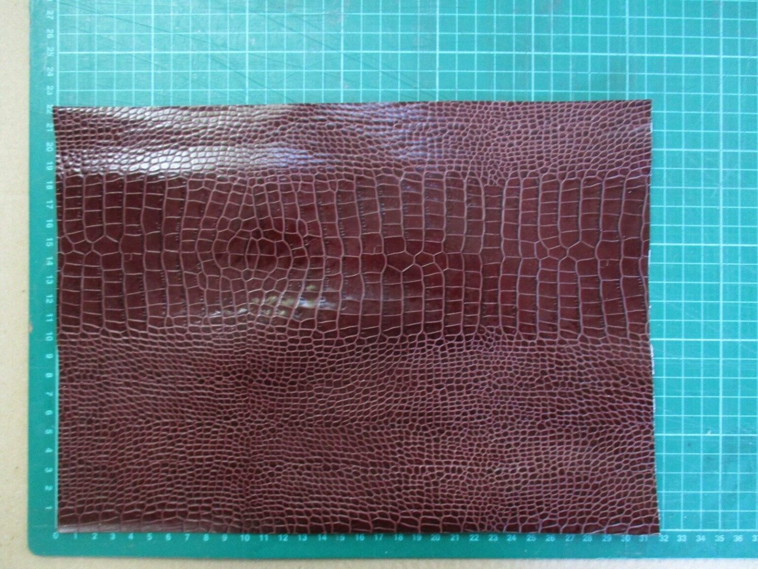 Red Brown Lizard Print Leather Cut Piece Sizes 10cm to 30cm for small ...