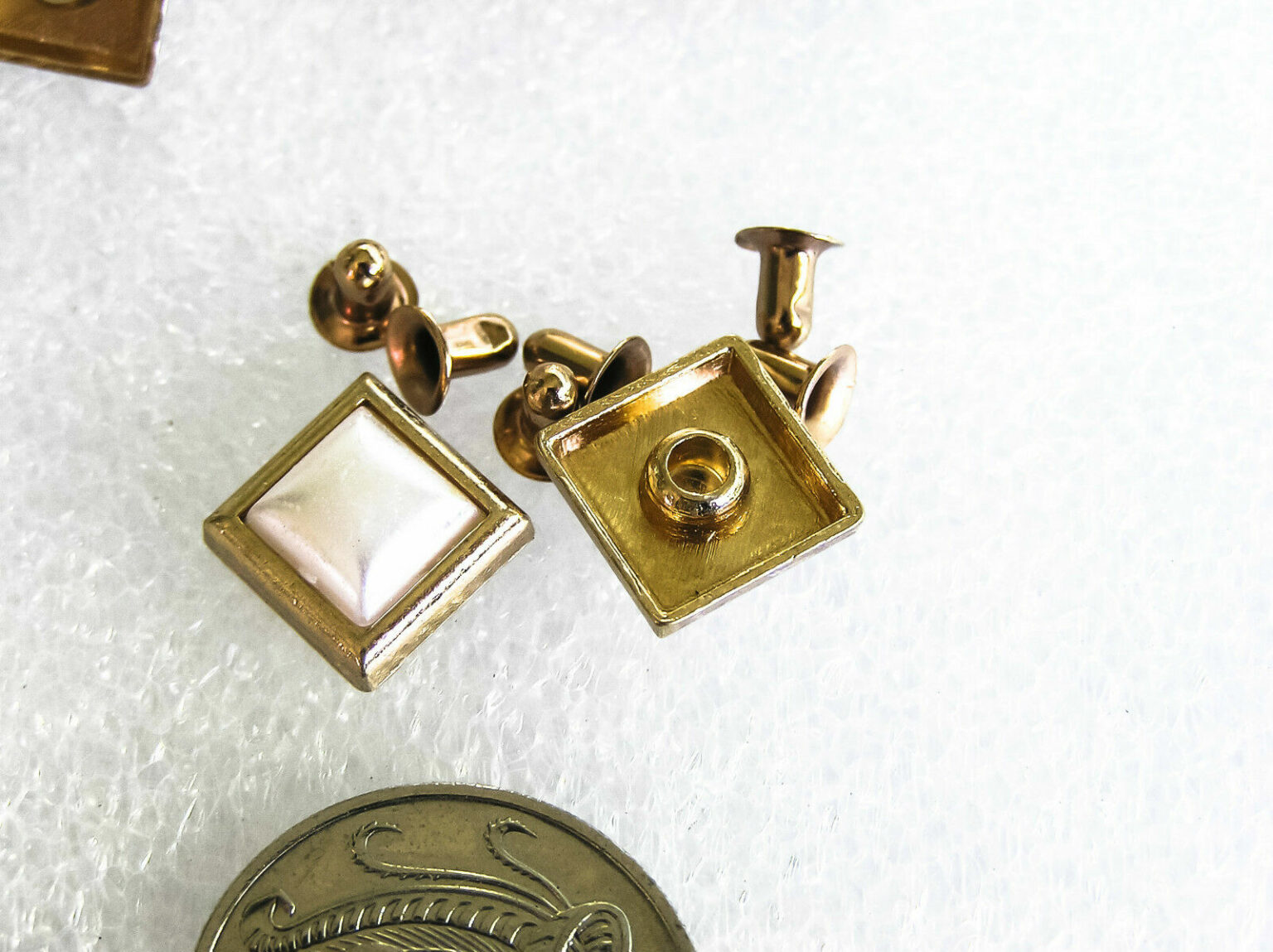 Decorative Rivets Square Pale Gold Base with White Pearl Centre ...